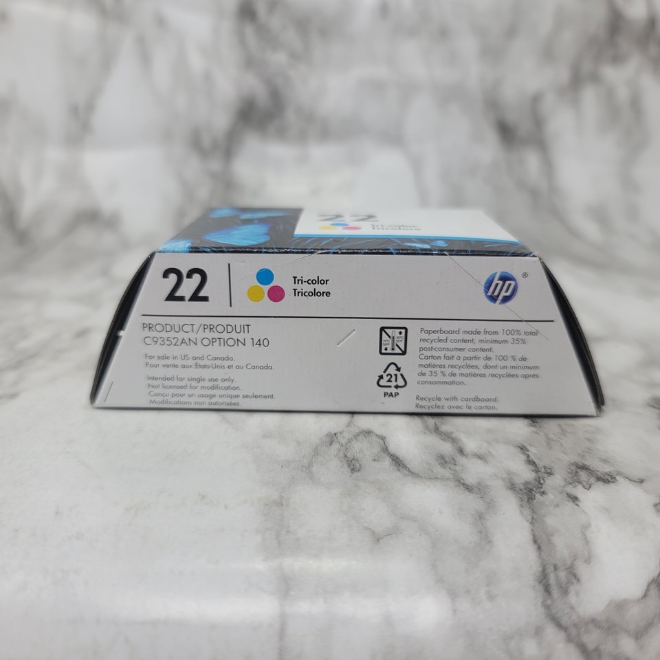 HP 22 Tri-color Printer Ink Cartridge C9352AN 829160897608| eBay