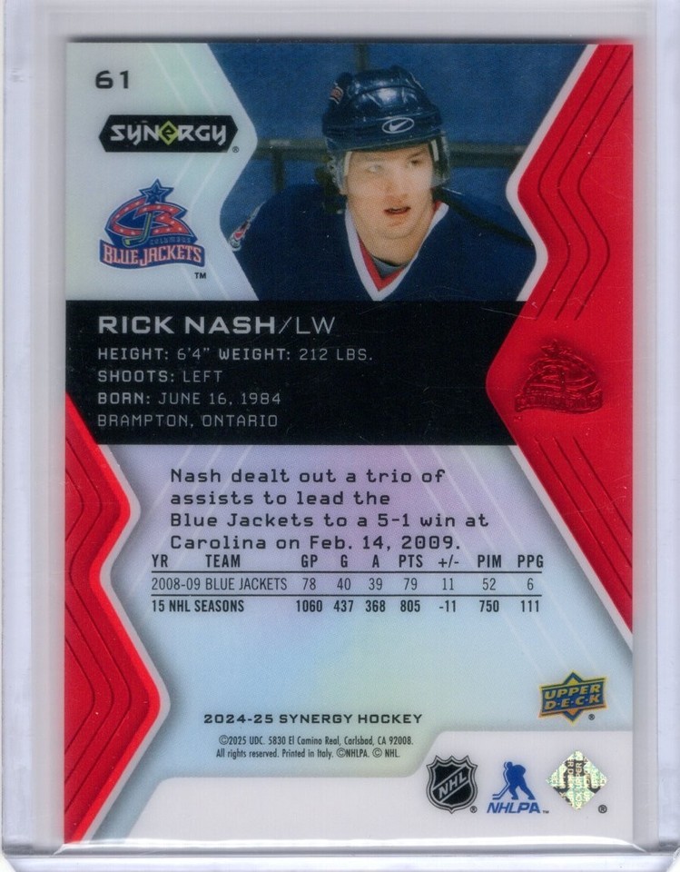 2024-25 Upper Deck Synergy Red #61 Rick Nash | eBay