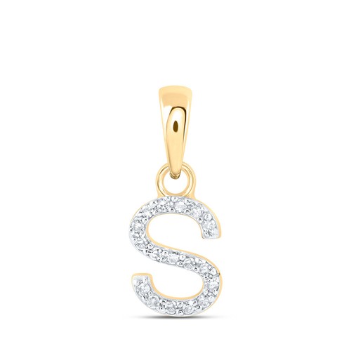 10kt Yellow Gold Womens Round Diamond S Initial Letter Pendant 1/20 ...