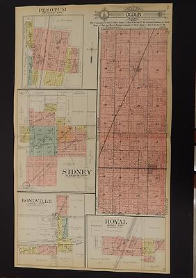 Illinois, Champaign County Map 1913 Ogden Township, Pesotum, Sidney ...
