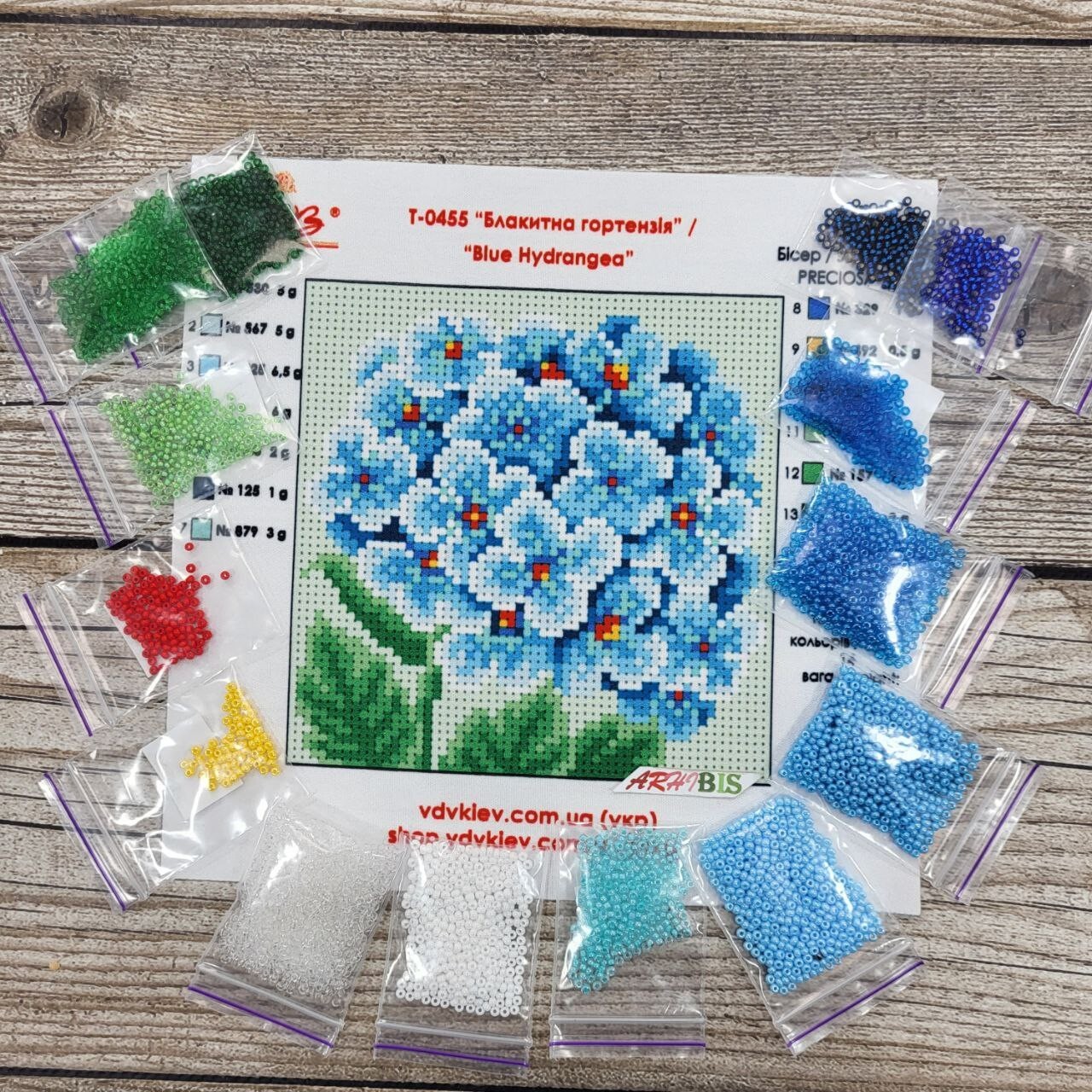 Bead Embroidery Kit Blue Hydrangea DIY Stamped Bead Needlepoint ...
