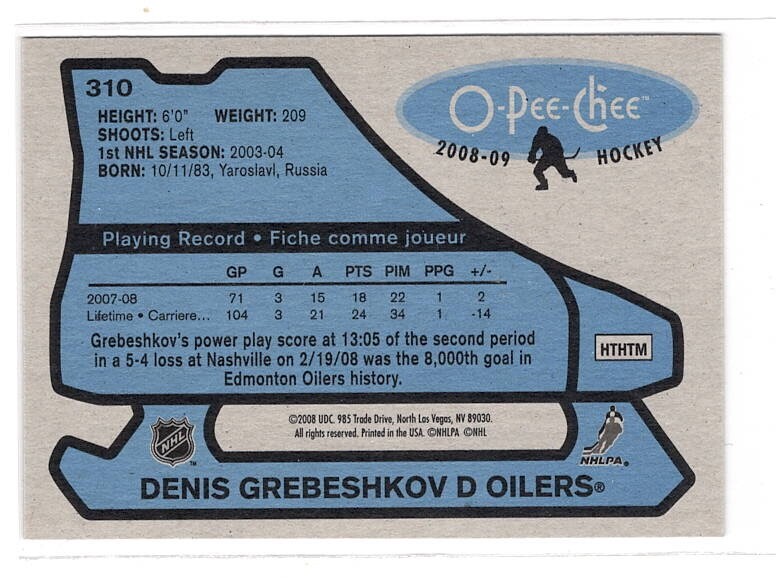 2008-09 O-Pee-Chee - '79-80 Retro - Denis Grebeshkov #310 | eBay
