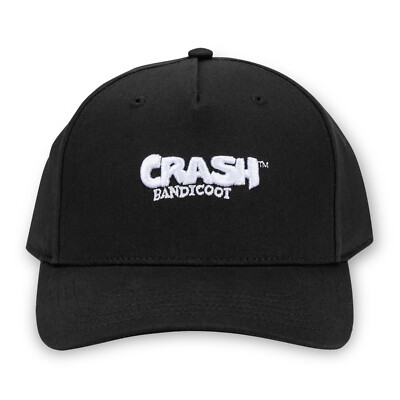 OFFICIAL CRASH BANDICOOT LOGO EMBROIDERED BLACK SNAPBACK BASEBALL CAP ...
