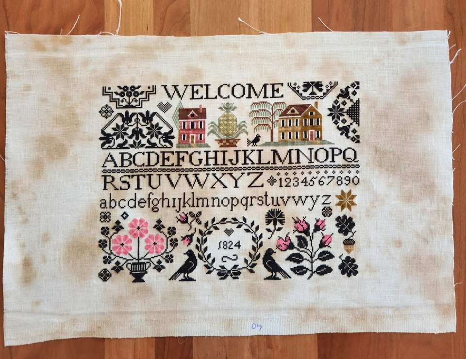 Completed Finished Cross Stitch Sampler QUAKER WELCOME by Lila's Studio ...