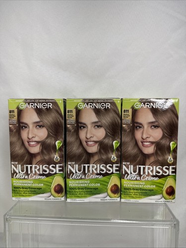 (3) Garnier Nutrisse 811 Medium Extra Ash Blonde Nourishing Permanent ...