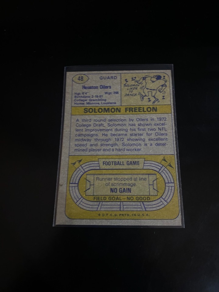 Solomon Freelon 1974 Topps Football Card Oilers 48 NRMT+ PWE | eBay