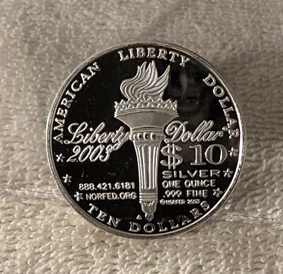 2003 NORFED $ 1 oz .999 FINE SILVER FROSTY PROOFLIKE FROM FEDERAL ...