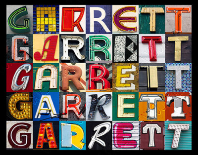 GARRETT Name Poster featuring photos of actual sign letters | eBay