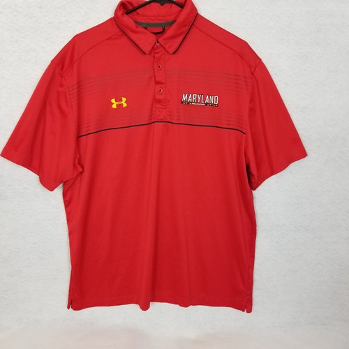 UNDER ARMOUR HeatGear Loose MARYLAND TERRAPINS S/S Golf Polo Shirt Red ...