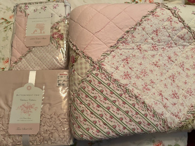 Bittersweet Inn Twin Quilt Coverlet, 1 Twin Sheet set & 1 Sham / Shabby ...