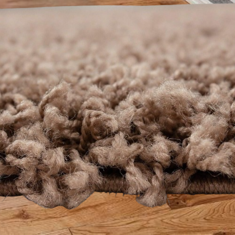 Mocha Extra Thick Shaggy Rug Pile Area Heavy Modern Carpet Living Room ...
