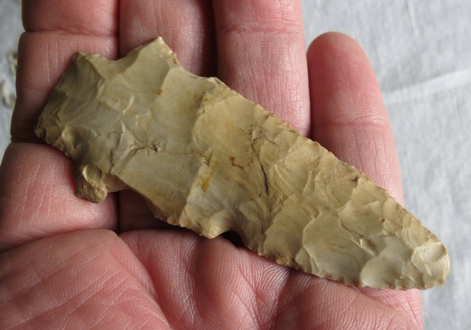 FINE AUTHENTIC CLAY COUNTY ARKANSAS ARROWHEAD INDIAN SPEAR POINT 3 3/8 ...