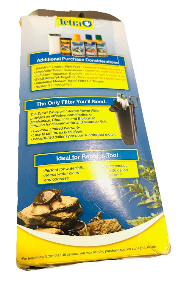 Tetra Whisper 5-10 Internal Power Filter ( For Reptiles) Turtle Filter ...