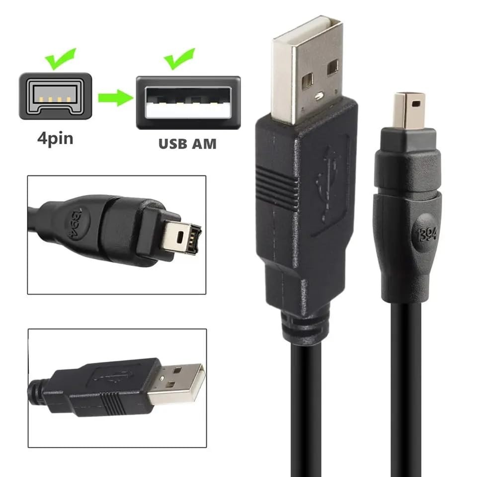 Firewire to USB Adapter Cable for 4 Pin IEEE 1394-A Devices Only ...