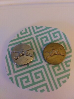 MI004-WW2 Army Enlisted Tank Cross Swords Collar Pins Brass/Silver Set ...