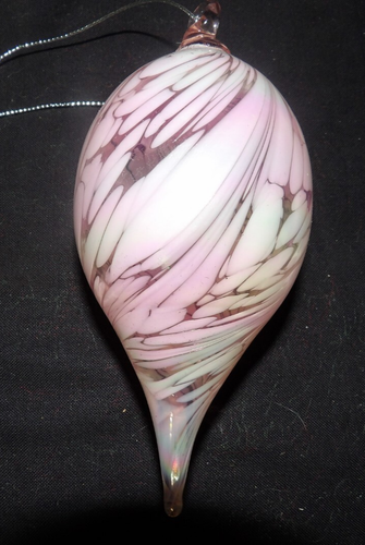 Vintage Hand Blown Glass Abstract Pattern Teardrop Christmas Ornament w ...