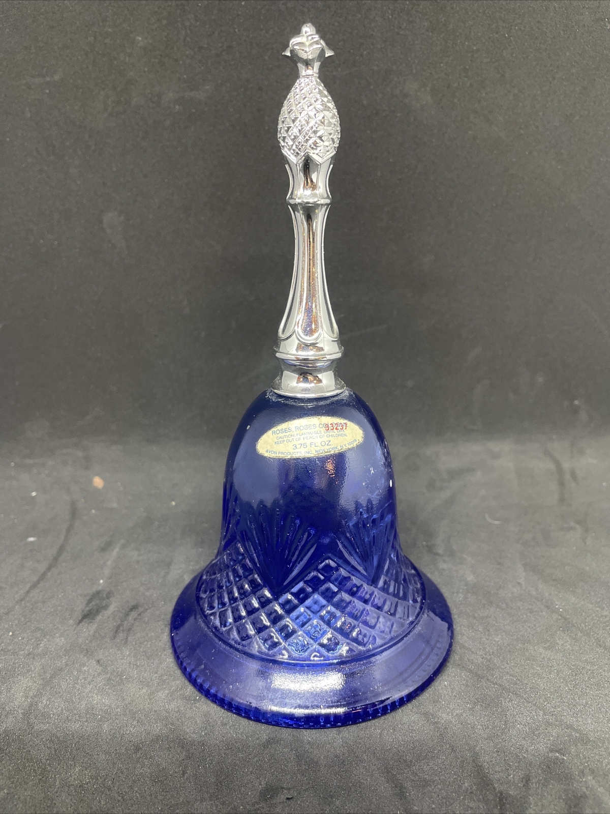 Vintage Avon Roses, Roses Cologne Blue Glass Bell Shaped Bottle 7" X 3. ...
