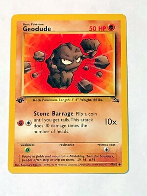 Geodude #47/62 Basic 1st edition Pokemon Card 1999 WOTC | eBay