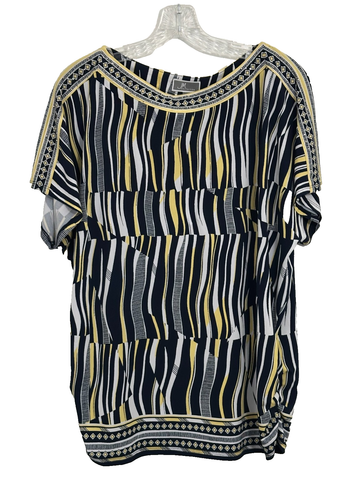 JM COLLECTION Womens Tunic Top Short Sleeves Jersey Knit Blue Multi XL ...