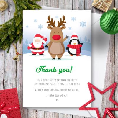 10 Personalised Childrens Christmas Thank You Cards Letters cute Santa ...