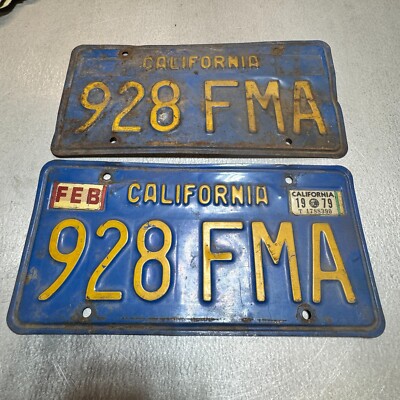 Original 1970 California License Plate Set Pair #928 FMA | eBay