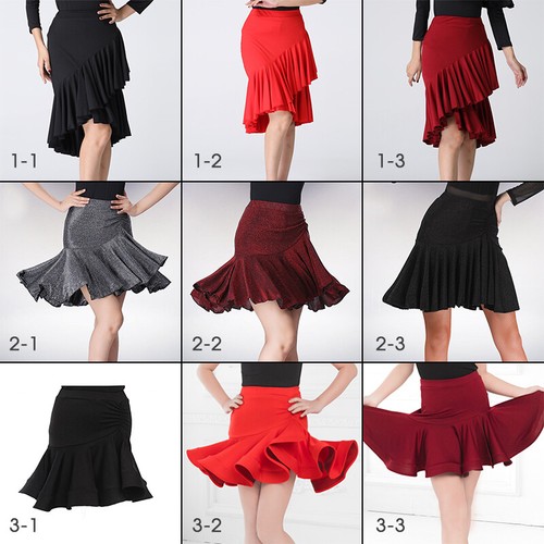 Women's Latin Skirt Ballroom Tango Rumba Dance Dress Wrap Ruffle ...