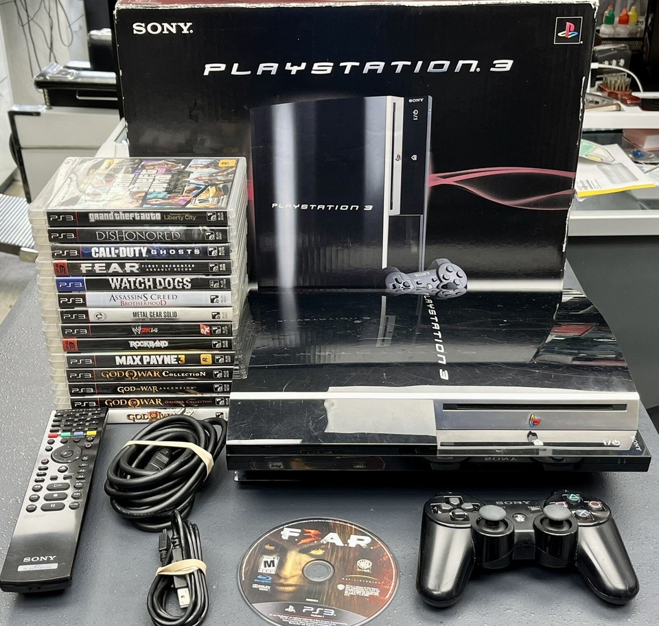 Sony PlayStation 3 PS3 Fat CECHG01 40GB Console Bundle W/ Controller ...