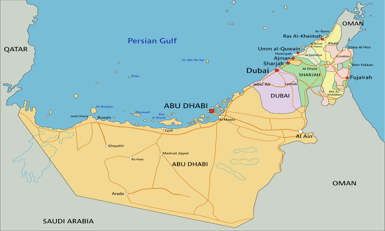 Laminated United Arab Emirates Political Map (200 x 120 cm) Poster | eBay