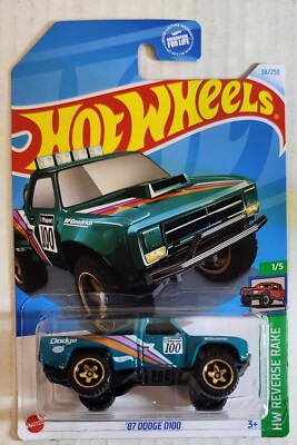 2024 Hot Wheels '87 Dodge D100 HW Reverse Rake Hella BFGoodrich Ram ...