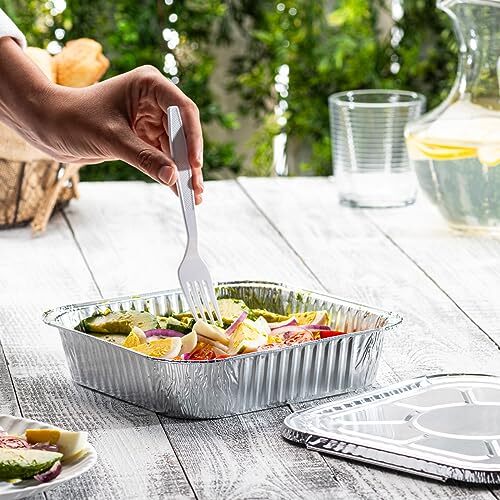 50 Pack 8x8 Inch Disposable Aluminum Foil Meal Prep Cookware Square ...