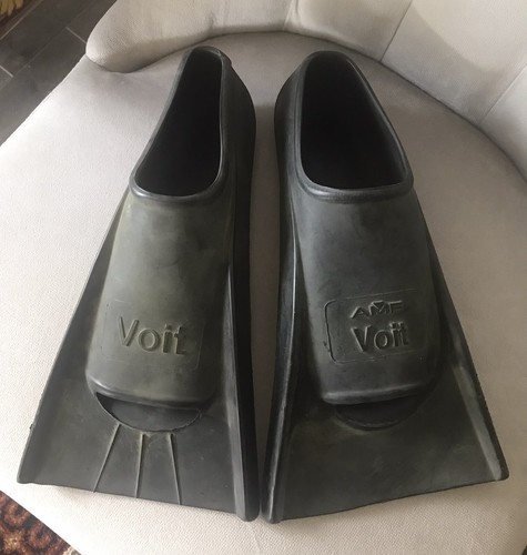 Vintage Voit Duck Feet Swim Diver AMF Scuba Dive Black Fins Size Large ...