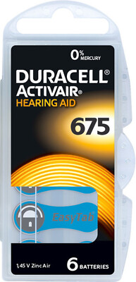 120 x Duracell Activair Hearing Aid Batteries Size 675 Blue 6055 20x6 ...