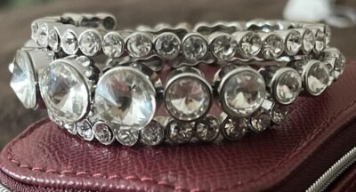 Elegant Rhinestone Stack Bracelet Sparkly Jewelry clear stones 3 layer ...