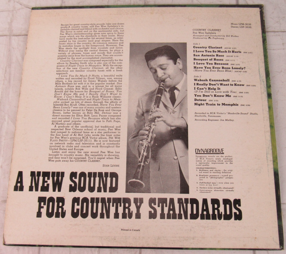 Country Clarinet, Pee Wee Spitelera, Vinyl Records LP | eBay
