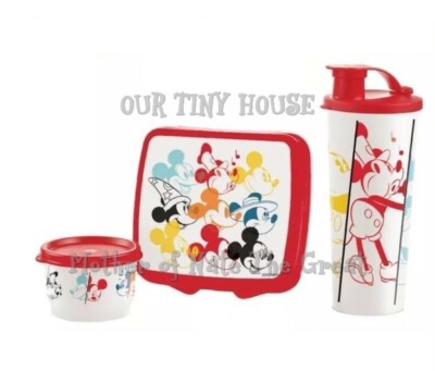 Tupperware Mickey Mouse Lunch Set Sandwich Keeper Cup Tumbler 90 Yrs ...