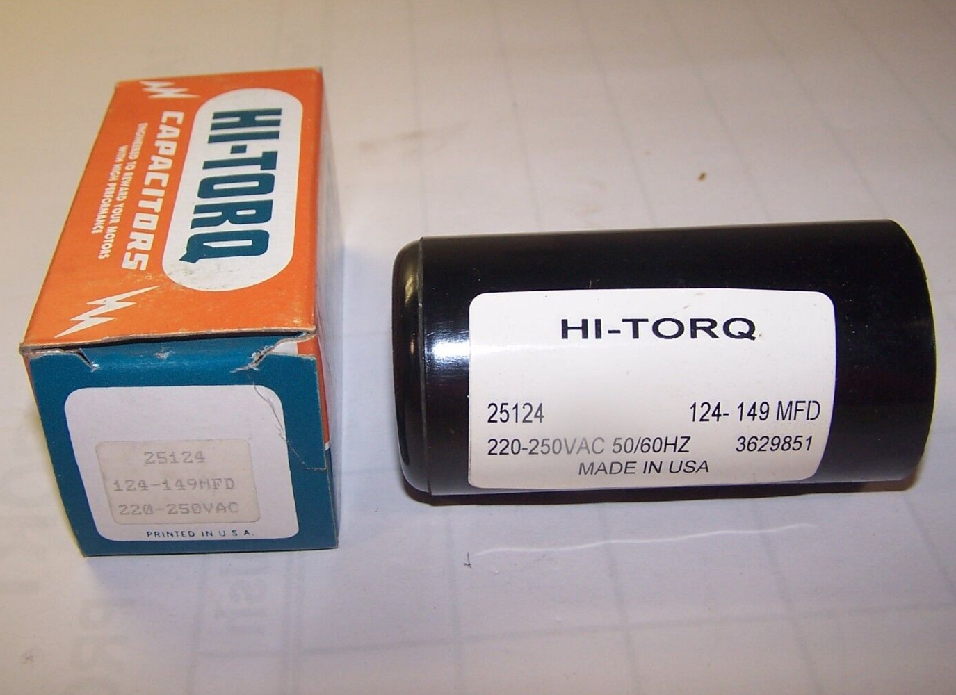NEW HI-TORQ 220-250 VAC 124-149 MFD CAPACITOR 50/60Hz 25124 | eBay