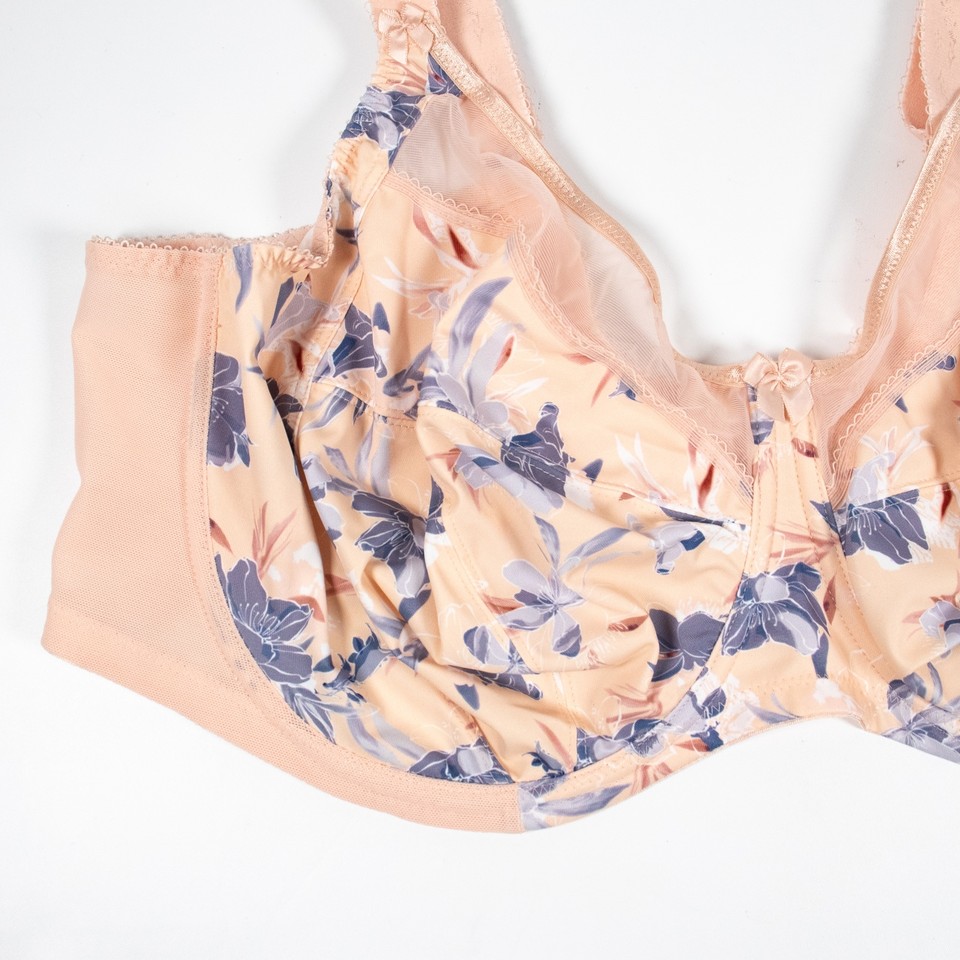 New Goddess Kayla Bra Size 46G Pink Floral GD6162 Full Coverage Unlined ...