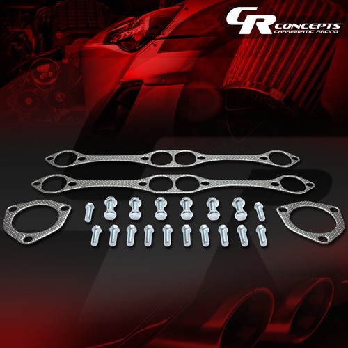 EXHAUST HEADER GASKET COMPLETE SET FOR CHEVY SBC SMALL BLOCK ENGINE 283 ...