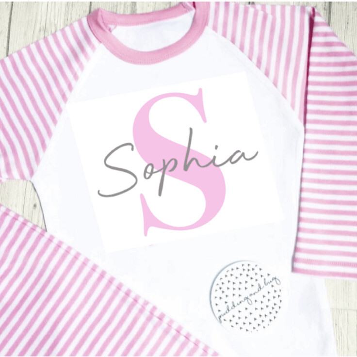 Personalised Name initial Pjs Kids Pyjamas Childrens Gift Nightwear ...