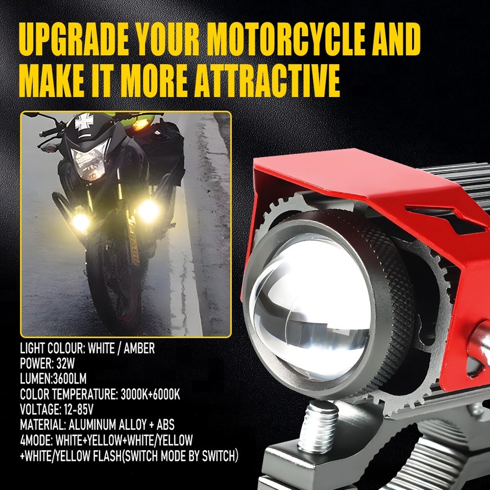 2Pcs/ Set Motorcycle LED Headlight Motorbike Driving Fog Spot Lights ...