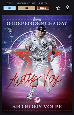 2023 Topps Bunt Anthony Volpe Independence Day Rookie Signatures Red ...