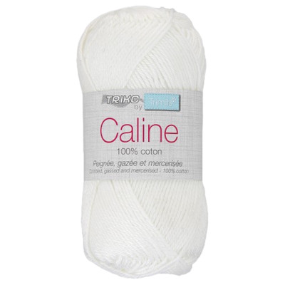 Fil à tricoter Caline Blanc 100% coton peignée, gazée et mercerisée ...