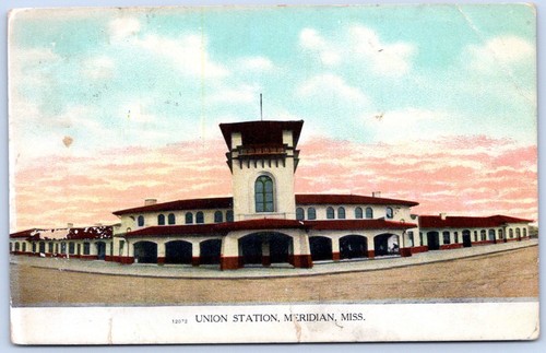 Postcard MS Meridian Mississippi Union Station Railroad c1909 MS18 | eBay