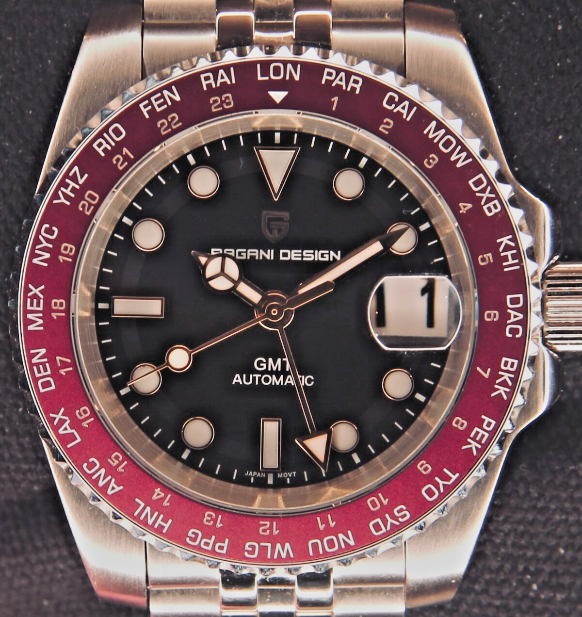 Pagani Design World Time GMT Automatic Mens Watch, NH… - Gem