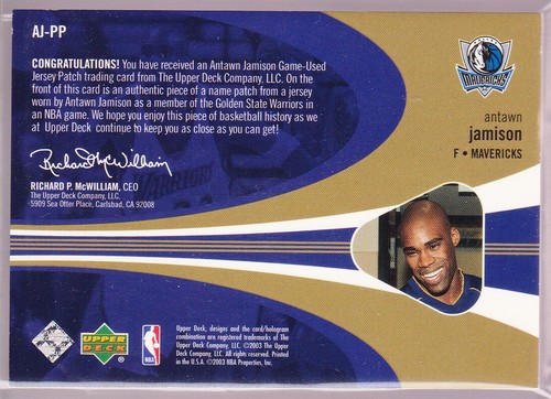 Antawn Jamison Mavericks 2003-04 Upper Deck UD Game Jersey NAMES Patch ...