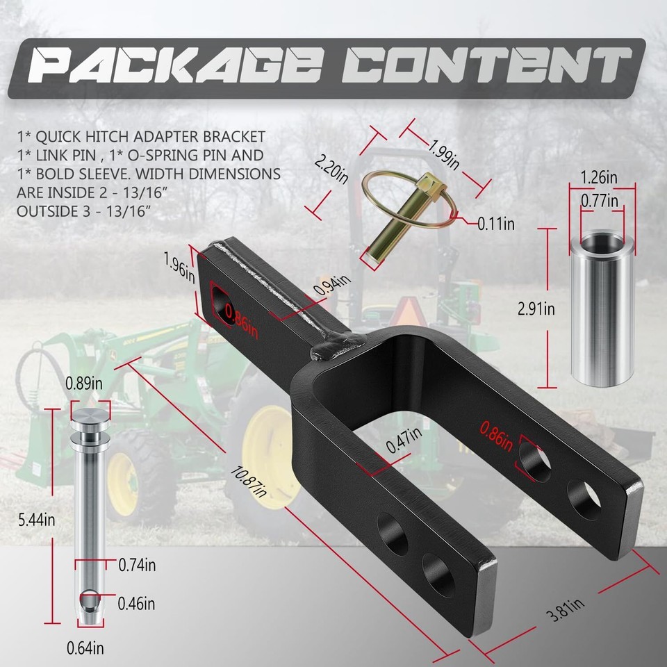 Versatile Quick Hitch Adapter with Adapter Sleeve for Category 1 Quick ...