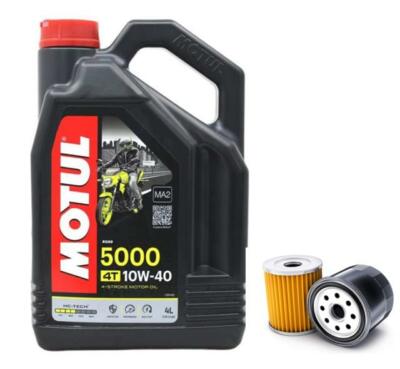 Motul 5000 10W40 4T 4L Semi Synthetic Oil & Filter Yamaha TT500 D,E,F,G ...
