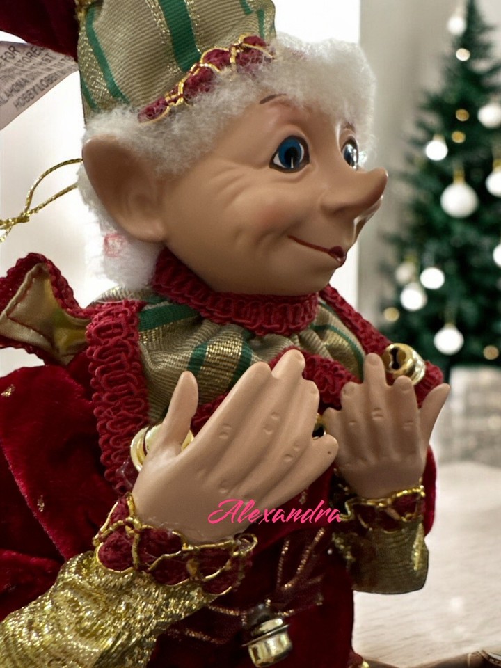 Christmas Posable Elf limbs Are Flexible 19” Red Gold Green Ornament ...