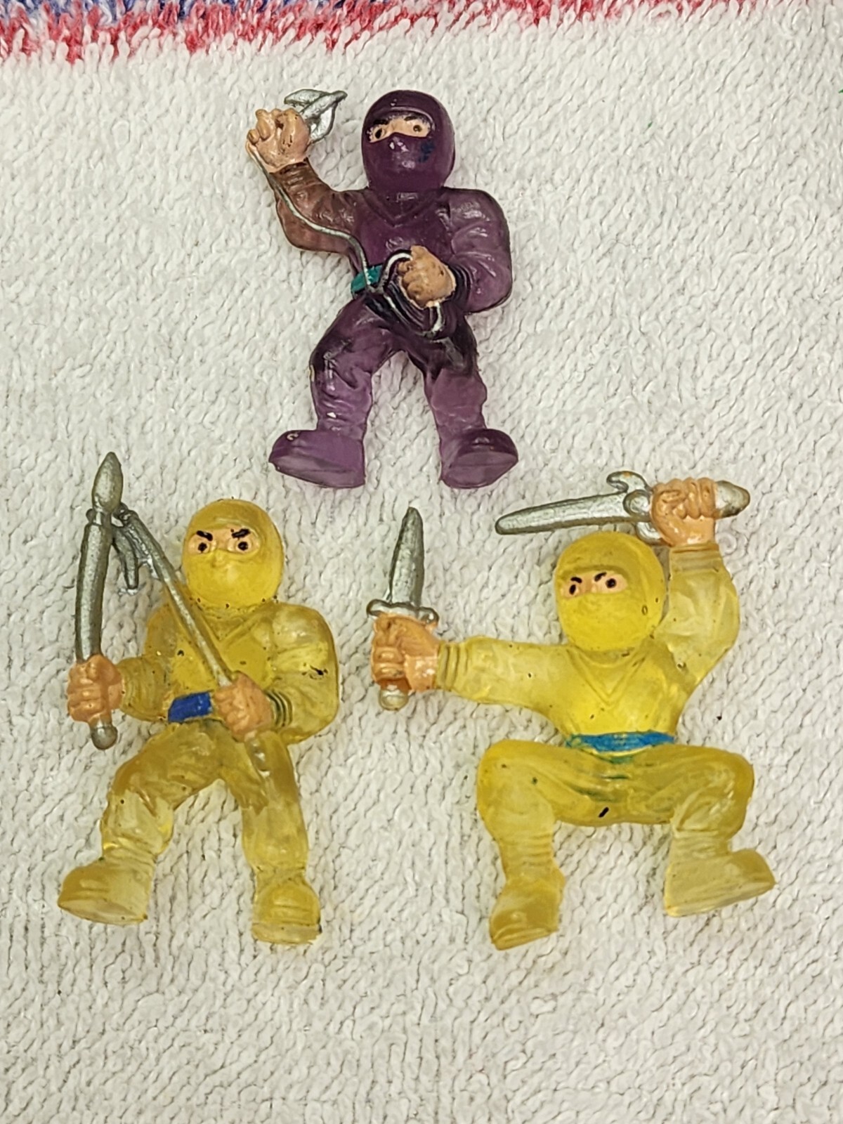 Lot 3 Mini Rubber Ninja Action Toy - purple Yellow clear 1.5" | eBay