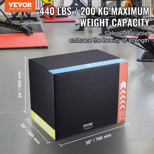 VEVOR 3 in 1 Plyometric Jump Box, 30/24/20 Inch Cotton Plyo Box ...